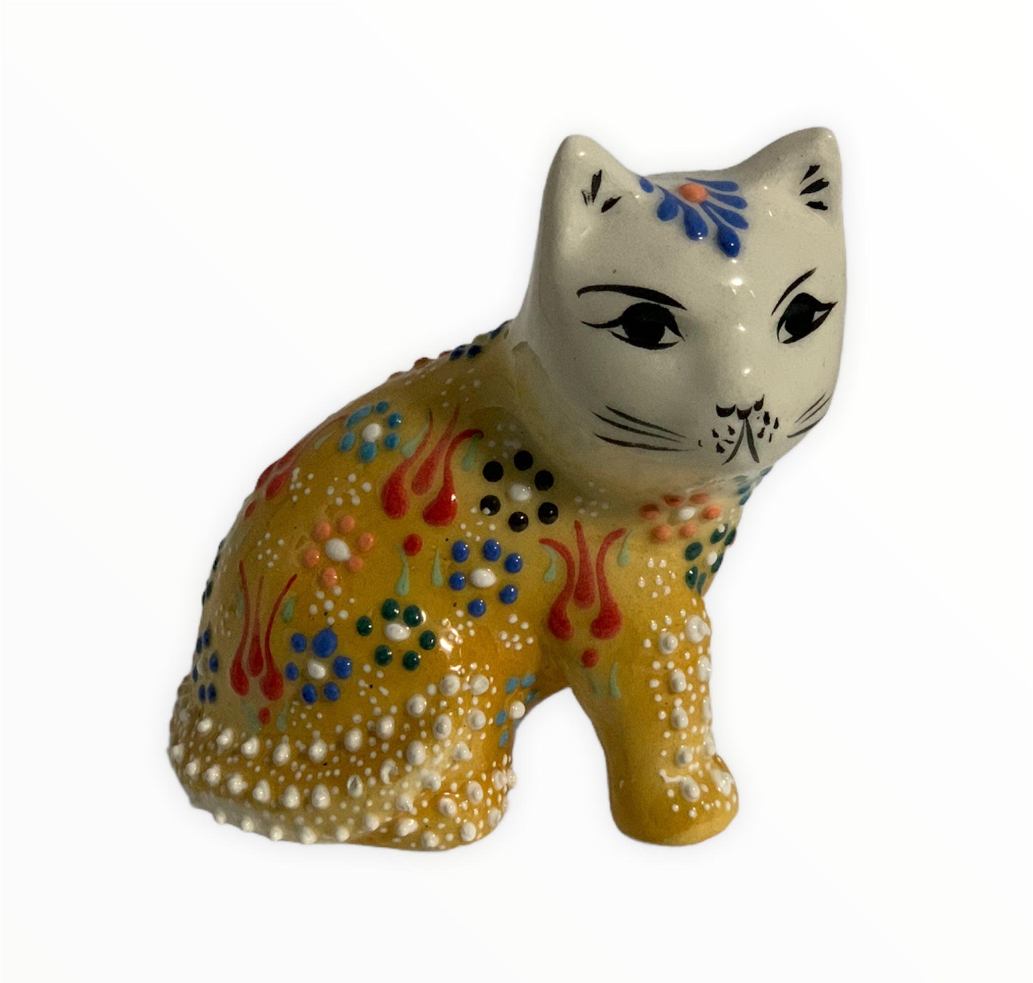Hand-Painted Turkish Cat Figurine-Sitting Design in Yellow Color – Lady ...