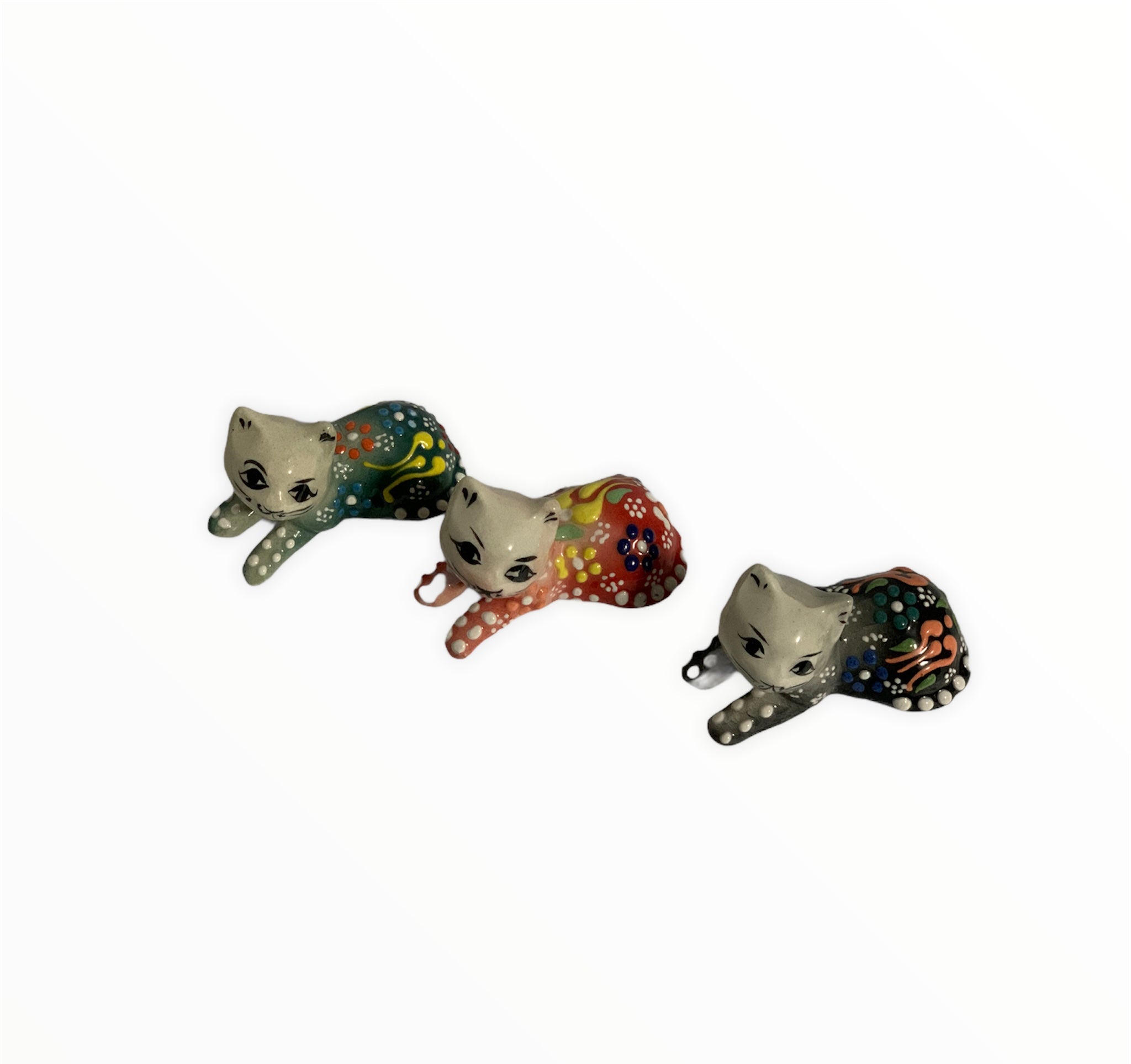 Hand-Painted Turkish Cat Figurine- Mini Sitting Design "Set of 3 ...